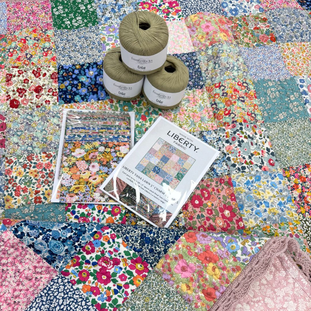 Liberty Charm Pre-Cut Quilt Kit with Crocheted Edge - Avocado – Elsie ...