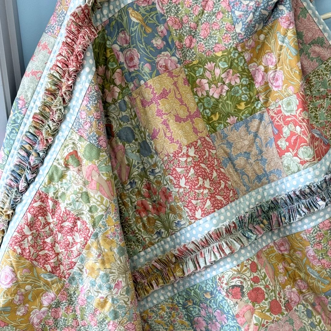 Ruffle My Feathers Pre-Cut Quilt Kit with Blue Dots – Elsie Gray’s