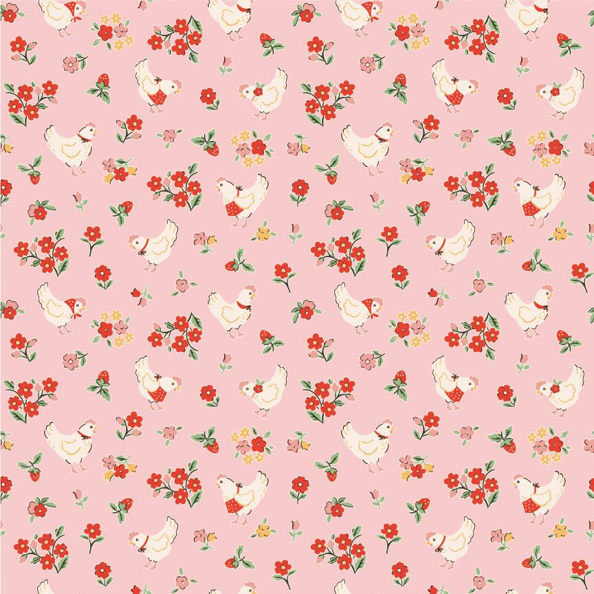 Poppy Cotton Farmhouse Fancy Spring Chicken Pink - 25cm – Elsie Gray’s
